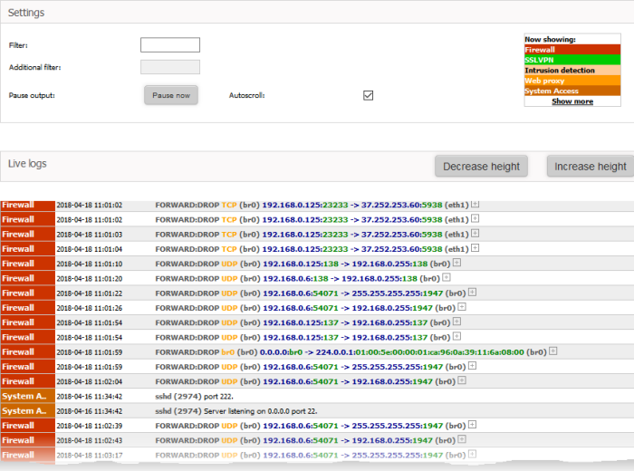 Step 6 - View Logs, Comodo Dome Firewall Virtual Appliance, Network Firewall Security